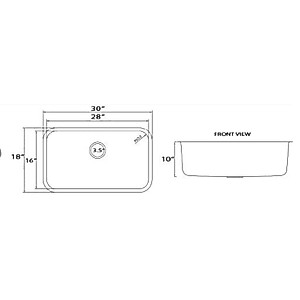 Nantucket Sinks NS3018-10-16 30" Large Rectangle, Stainless Steel Undermount Kitchen Sink