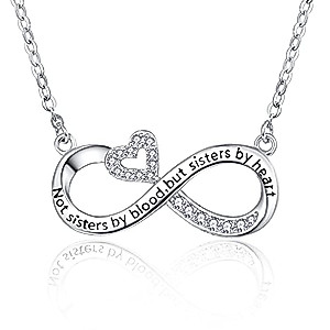 PRAYMOS Sister Necklace, 925 Sterling Silver Sisters Gifts from Sister Infinity Necklalce Best Friends Friendship Necklace Birthday Gifts for Sister Christmas Gifts