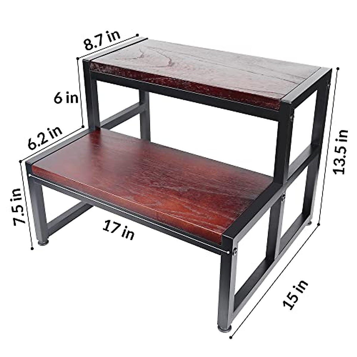 Annecy Wooden Step Stool with 400lb Load Capacity, Bedside Step Stool for Adult Kids, Wood Step Stool for Kitchen, Bathroom, Bedroom - Portable 2 Step Stool Dark Walnut (Assembly Required)