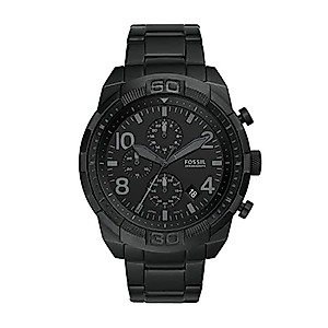 Fossil Men's Bronson Quartz Stainless Steel Chronograph Watch, Color: Black (Model: FS5712)