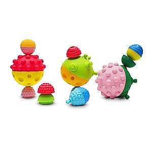 Lalaboom 3 Large Sensory Balls and 12 Piece Baby Pop Beads - Ages 10 Months to 3 Years - BL930