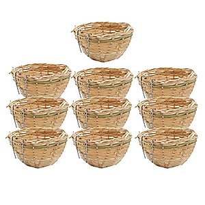 freneci 10pcs Bamboo Weaving Canary Birds Nest Handmade Hatching Breeding Nest