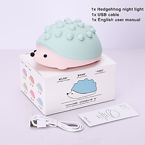 LOVERUIS Animal Night Lamp - Nightlight for Kid Hedgehog Lamp 5 Breathing Color Light Birthday Halloween Christmas Gift with USB Rechargeable for Toddlers Children Bedroom (Green)…