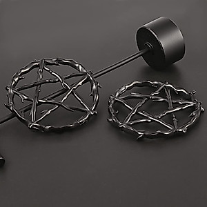 DOEARKO 2PCS Pentagram Ring Ear Weights for Stretched Ears Gauges Ear Plugs Body Piercing Tunnels 316 Stainless Steel Hypoallergenic Body Jewelry (4mm(6G), Black)