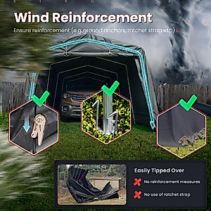 KING BIRD 10' x 20' Heavy Duty Anti-Snow Carport Peak Style Car Canopy Outdoor Instant Garage Car Tent with Reinforced Ground Bars