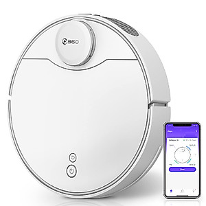 + 360 S9 Robot Vacuum and Mop, Ultrasonic & LiDAR Dual-Eye, Laser Mapping, 2650 Pa, Low Noise Design, 180 mins Running Time, Intelligent Water Tank, No-Go Zones, Compatible with Alexa