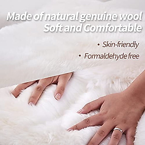 IRIWOOL Sheepskin Rug Genuine Fur, Luxury Wool Pelts, Naturally Silky Soft Lambskin, Thick & Fluffy, Bedroom & Living Area, Seat Cover Throw for Seat Throw (2' x 6'Creamy White)