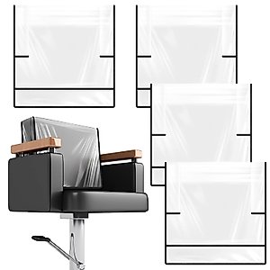 Hoolerry 4 Pcs Salon Chair Cover Protectors Clear Chair Covers Salon Equipment Clear Plastic Salon Chair Cover for Most Standard Salon Chairs Office Chairs Christmas(Black Edge)