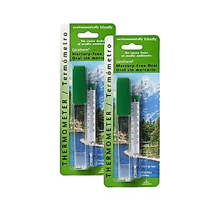 Geratherm Mercury Free Oral Glass Thermometer, Pack of 2
