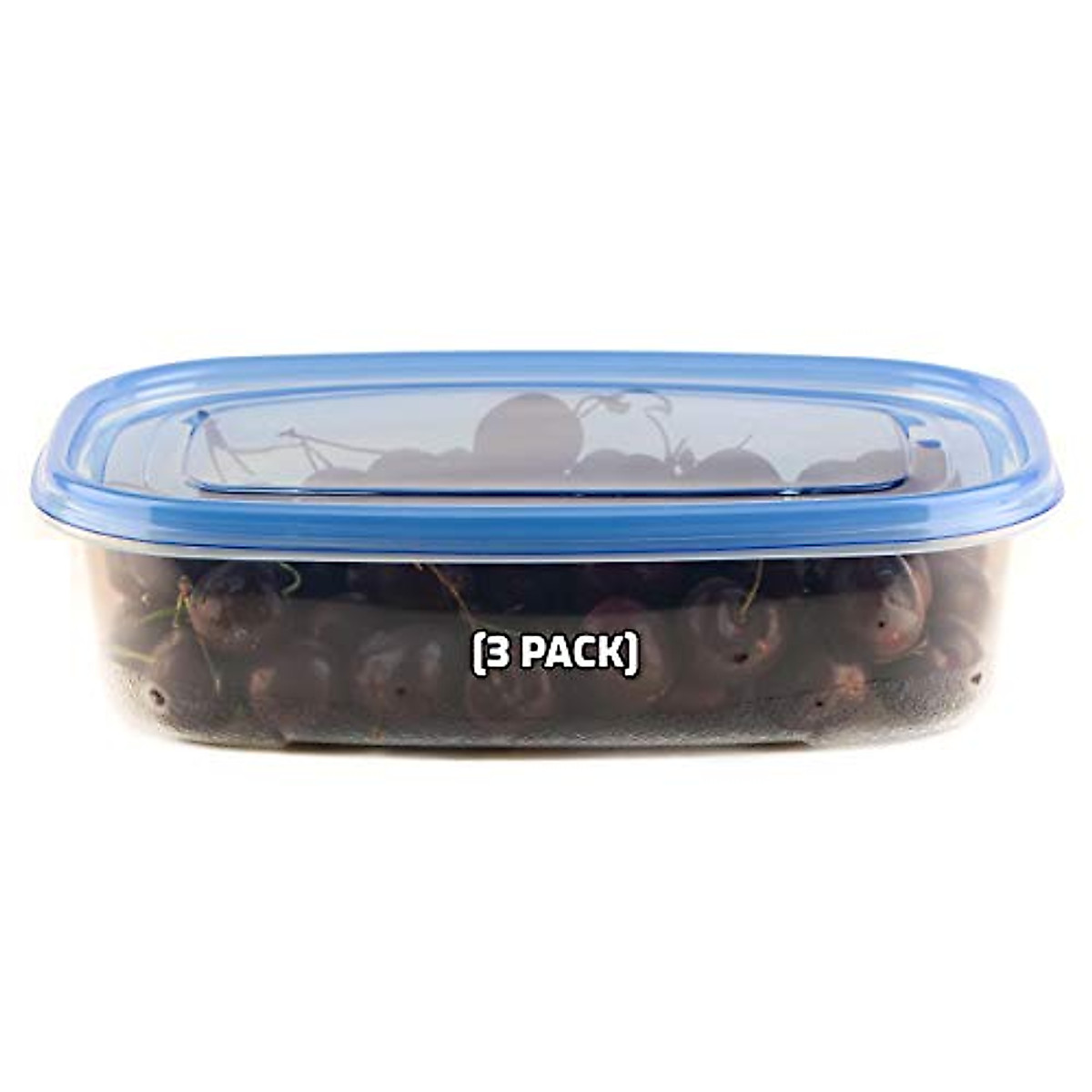 EcoQuality [3 PACK] 64oz Rectangular Oblong Plastic Reusable Storage Containers with Snap On Lids - Airtight Stackable Reusable Plastic Food Storage, Leak-Proof, Meal Prep, Lunch, Togo, BPA-Free