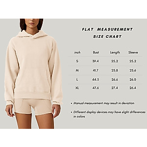 QINSEN Pullover Hoodie with Kanga Pocket for Women Long SLeeve Fleece Cozy Sweatershirts Beige S