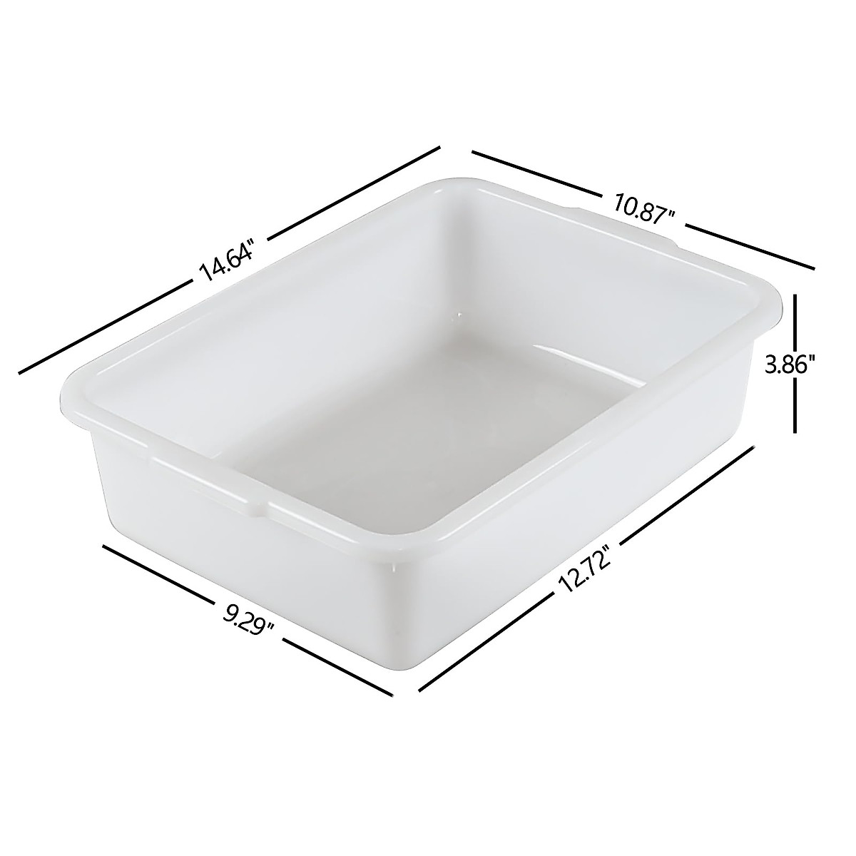 Guankan 4-Pack 8 L Commercial Plastic Bus Tub Box, Small Dish Pan Tub, White