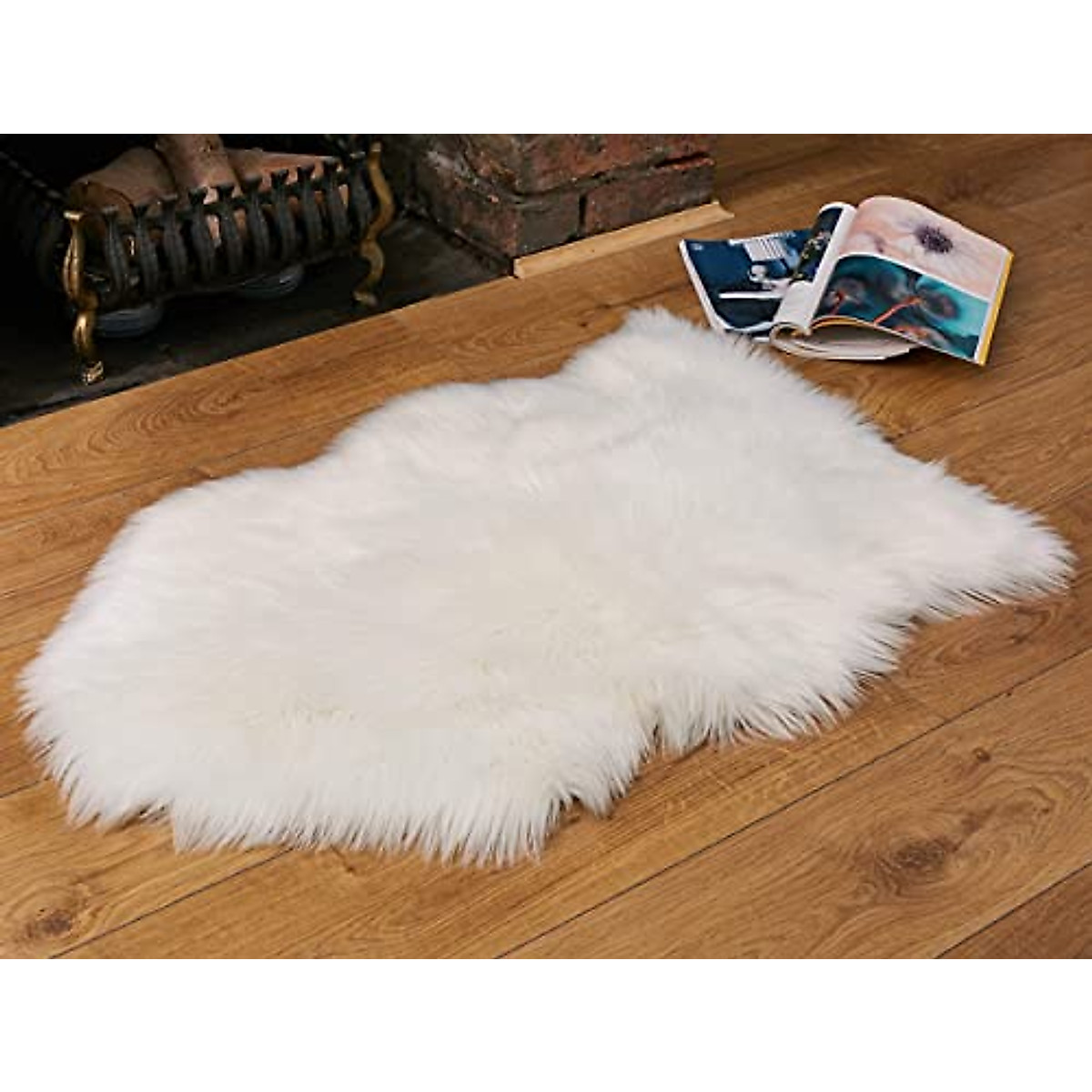 Faux Fur Fluffy Sheepskin Rug for Home Decor - Couch/Chair Covers Furry Area Rug for Living Room/Bedroom Decor - White (2x3 Feet)