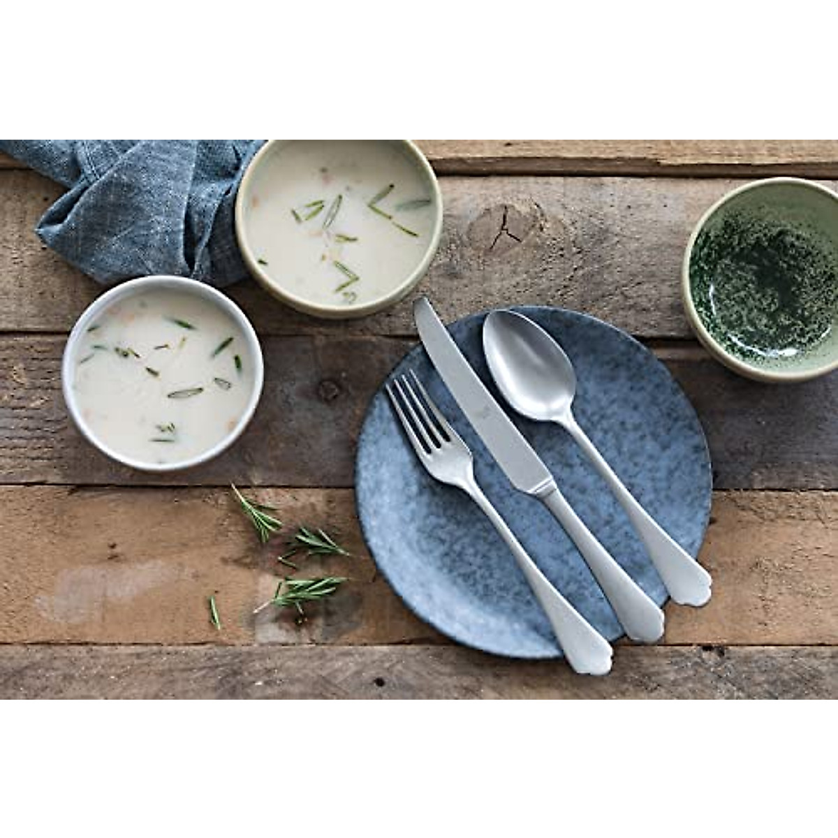 Mepra Dolce Vita Cutlery Set – [5 Pieces Set] Pewter Finish, Dishwasher Safe Cutlery
