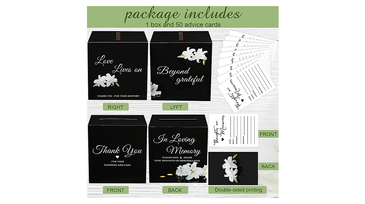Fainne 50 Pcs Sympathy Memory Cards & Funeral Box for Memorial Services