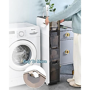 Lozovin 4-Tiers Narrow Storage Cabinet,Sleek Free Standing Toilet Paper Holder,Small Bathroom Floor Cabinet,Slim Plastic Drawer Storage,Multifunctional Organizer for Kitchen Bedroom Laundry Room,etc