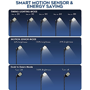 iReCaDaTa 1000W Watts Commercial LED Solar Street Light Dusk to Dawn Solar Power Lights with Motion Sensor and Remote Control for Parking Lot Road Lamp