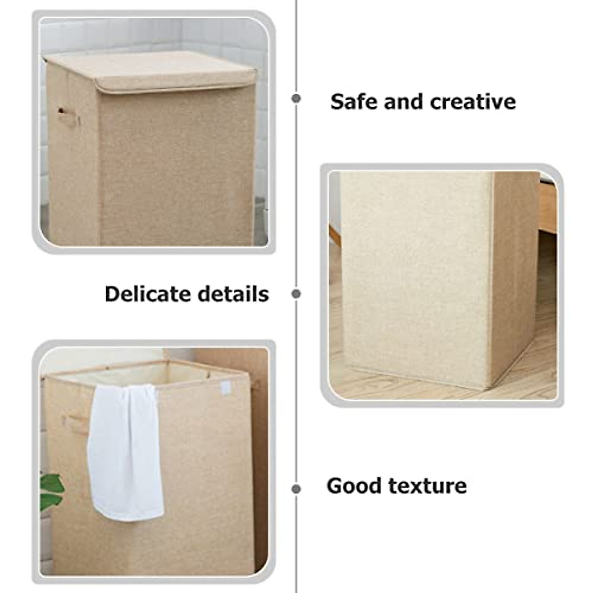 CAXUSD Home Laundry Basket Laundry Baskets with Lid Laundry Basket for Multifunction Laundry Basket Toy Organizer Bins Queen Size Blankets Foldable Laundry Baskets Beige Fabric