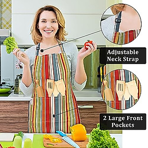 RUVANTI 100% Cotton Cute Aprons for Women with Pockets Adjustable upto XXL, Cooking, Kitchen, Server, Chef Apron