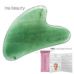Ina Beauty Large Gua Sha Heart Natural Jade Stone for Face to Lift, Decrease Puffiness and Tighten
