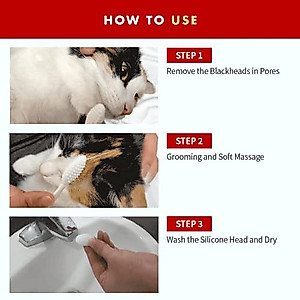 JAYU PET Black Seed Brush - Cat Acne Chin Treatment, Cat Acne Brush, Silicone Brush for Cats Chin Acne & Blackhead Exfoliation, Double-sided Cat Grooming Brush (1PCS)