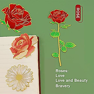Metal Red Rose Bookmarks Valentines Day Teacher Gifts for Women Girlfriend Graduation Mothers Day Rose Gifts Cute Bookmark Teacher Appreciation Birthday Gifts Book Marker for Book Lovers
