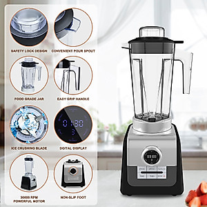 bathivy 1300W Professional Countertop Blender, 72 oz Pitcher Blender for Smoothies, 6 Program Food Processing Blender, 30000 RPM Home Commercial Blender for Ice Crushing, Frozen Drinks, Puree, Soymilk