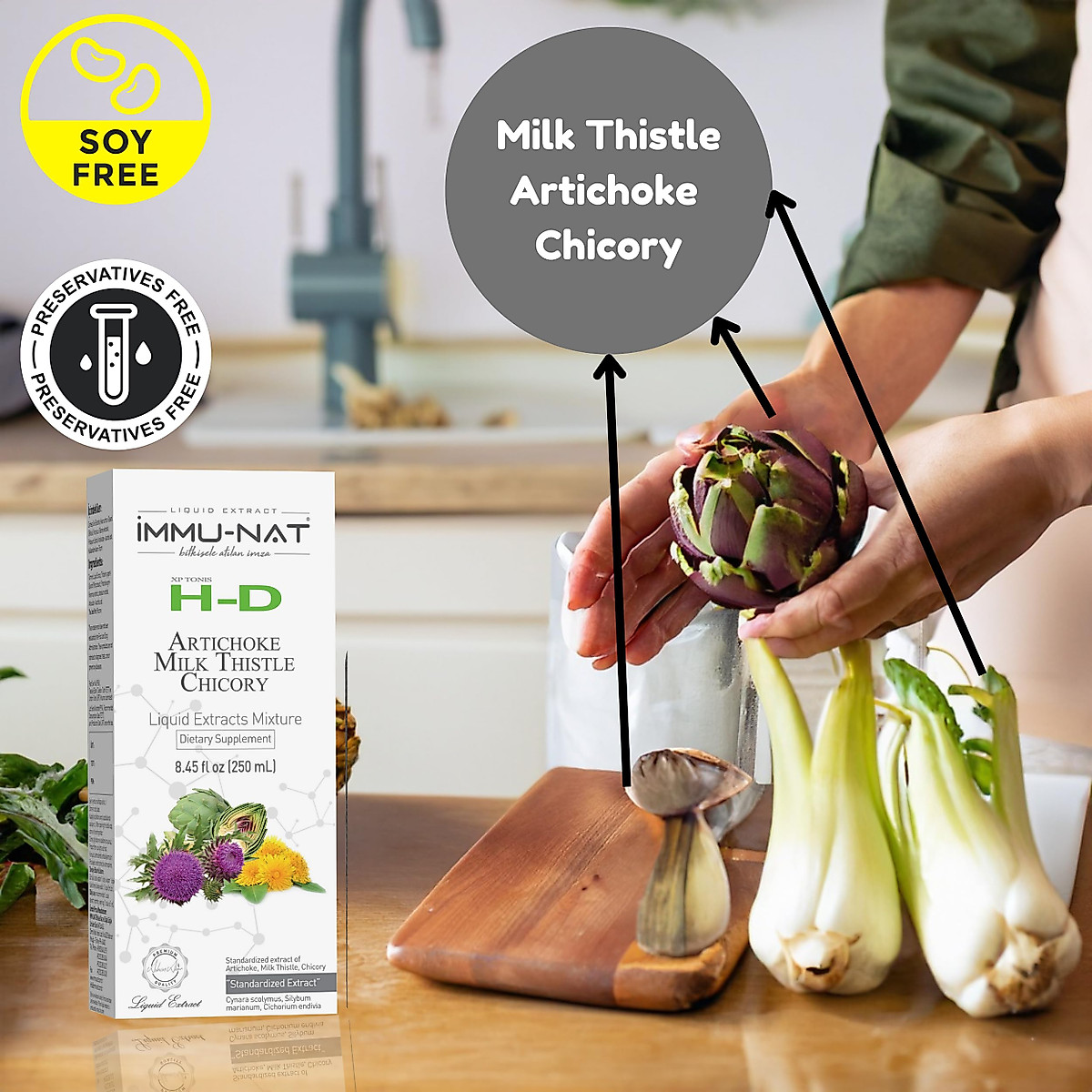 Immu-nat H-D Herbal Liver Detox, Cleanse, and Repair Liquid Supplement - Supports Gut Health and Kidney Function - Milk Thistle, Artichoke, and Chicory - Non-GMO (8.50oz)