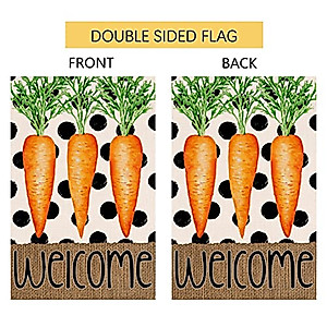 Easter Carrot Garden Flag 12x18 Vertical Double Sided Polka Dot Welcome Spring Farmhouse Holiday Outside Decorations Burlap Yard Flag BW267