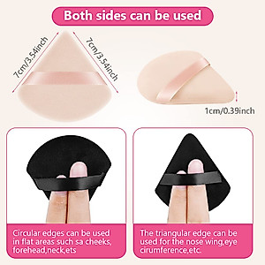 AUAUY 6 PCS Powder Puffs, Pure Cotton Soft Triangle Wedge Makeup Powder Puff for Loose Powder Mineral Powder Body Powder Cotton Velour Cosmetic Foundation Sponge Makeup Tool (3 Black + 3 Skin Colors)