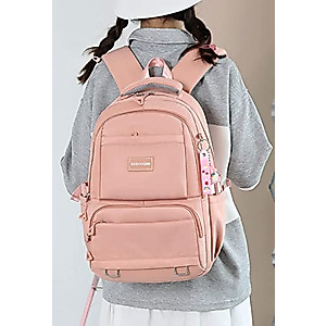 2023 Cute Aesthetic Backpack Preppy Backpack 15.6 Inch Laptop Backpacks College Book Bag Women Casual Travel Daypack (Pink,One Size)