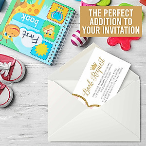 25 Book Request Baby Shower Guest Book Alternative - Princess Baby Shower Invitation Inserts, Books For Baby Shower Request Cards, Bring A Book Instead Of A Card, Baby Shower Book Request For Girls