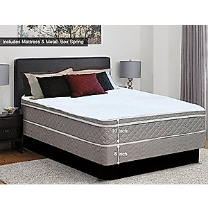 Mattress Solution Fully Assembled Orthopedic Back Support Plush Mattress and 8" Semi Flex Box Spring/Foundation Set, Tomorrow Dream Collection, Beige Color, Full XL