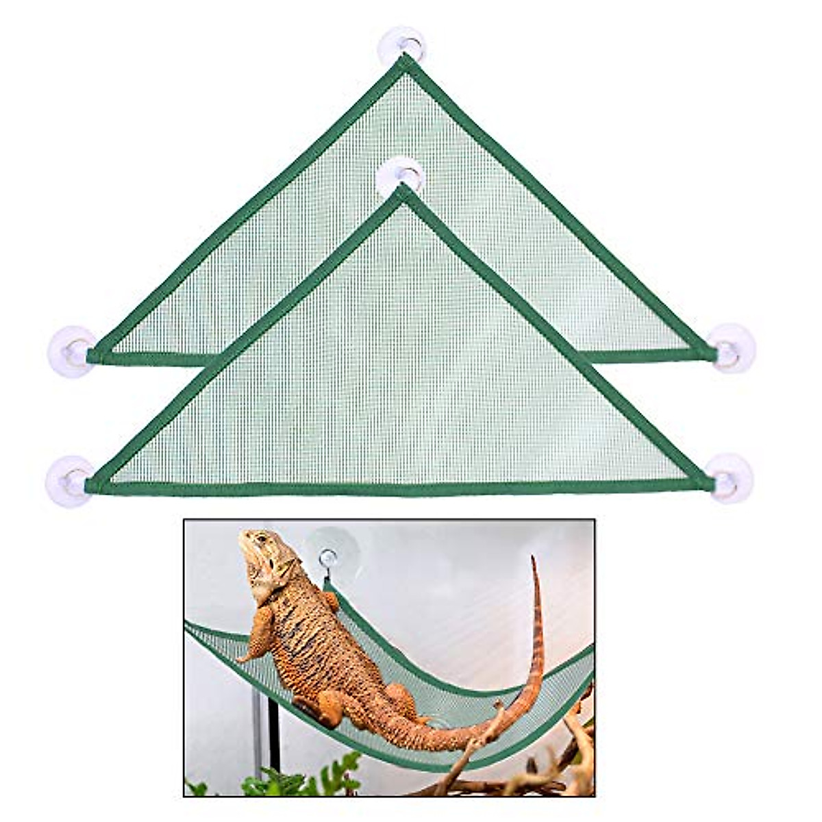 ADOGGYGO Bearded Dragon Lizard Hammock Reptile Hammock Lounger Ladder Bearded Dragon Hammock Accessories for Bearded Dragons Geckos Lizards Reptile (Green)