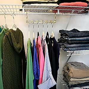 Wonder Hanger Swivel, Cascading Space-Saving Hangers for Closet Organization, 6 Slots, Holds Up to 12 Garments Each, Gold Tone, Pack of 5