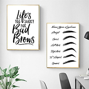 TWTQYC Motivational Quotes Art Canvas Poster Eyebrow Print Painting Fashion Wall Art Picture Make Up Poster Black and White Salon Decor -40x60cmx2 (No Frame)