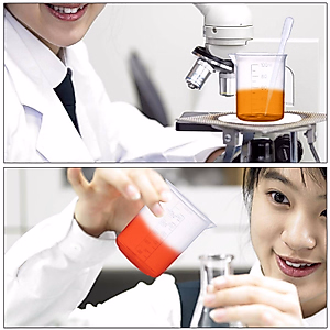 Plastic Beaker Set, 5 Sizes Low Form Measuring Graduated Griffin Polypropylene Beakers in 500 ml, 250 ml, 100 ml, 50 ml, 25 ml for Laboratory, & Science Experiments with 5 Plastic Droppers in 3 ml