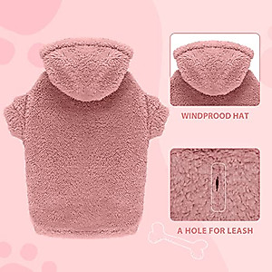 Fuzzy Dog Hoodie Dog Sweater Dog Clothes Warm Soft Cozy Dog Coats Hooded Sweatshirt Fleece Small Dog Hoodies Dog Sweaters for Small Dogs(Pink-XS)