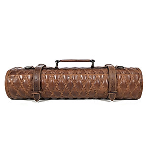 Leather Knife Roll Storage Bag, Elastic and Expandable 10 Pockets, Adjustable/Detachable Shoulder Strap, Travel-Friendly Chef Knife Case by Aaron Leather Goods