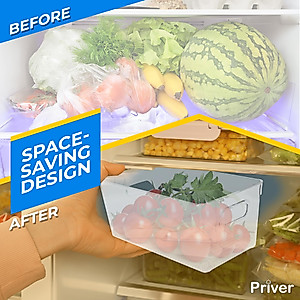 Refrigerator Organizers and Storage Containers - Efficient Kitchen Fridge Organization - Reusable Fridge Organizer Bins - Clear Refrigerator Storage Bins - 5.2’’ W x 9.3" L x 4.2" H (2 Pack)