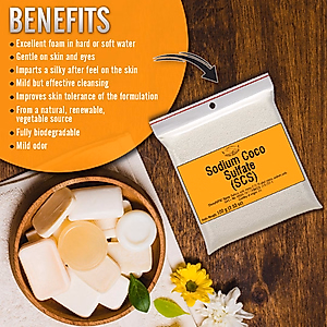 Artekas Innovation Sodium Coco SULFATE (SCS) - Fine Granules - Anionic, Foaming Surfactant - for Homemade Solid Shampoo Bars, Soap, Foamy, Bubbly Products, Hair, Body - 100 g | 3.53 Oz