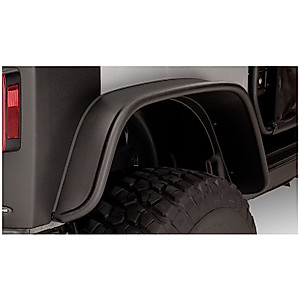 Bushwacker Jeep Flat Style Rear Fender Flares | 2-Piece Set, Black, Textured Finish | 10052-07 | Fits 2007-2018 Jeep Wrangler JK 2-Door