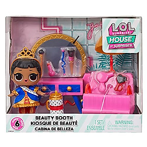 L.O.L. Surprise! OMG House of Surprises Beauty Booth Playset with Her Majesty Collectible Doll and 8 Surprises, Dollhouse Accessories, Holiday Toy, Great Gift for Kids Ages 4 5 6+ Years & Collectors