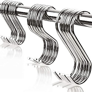 Pack of 100, 2.4 Inch S Hooks for Hanging Plants, S Hooks for Hanging Clothes, Stainless Steel Heavy Duty Hook, Durable S Shaped Hooks for Kitchen, Large S Hooks for Hanging Heavy Duty, Closet Hooks