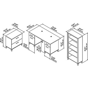 Bush Furniture Somerset 60W Office Desk with Lateral File Cabinet and 5 Shelf Bookcase