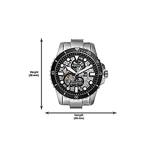 Fossil Men's FB-01 Automatic Stainless Steel Three-Hand Watch, Color: Silver/Black (Model: ME3190)