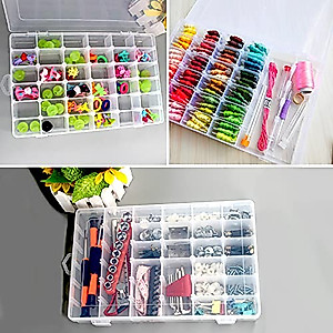 5Pack 36 Grids Clear Plastic Organizer Box with Adjustable Dividers Storage Container Jewelry Box for Beads Art Crafts Pieces Letter Board Fishing Tackles Rock Collection with 2000pcs Label Stickers