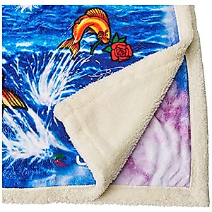 Liquid Blue Men's Grateful Dead Ship of Fools Warm Coral Fleece Throw Blanket, Multicolor, 50" X 60"