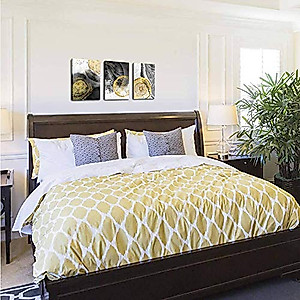 Canvas Wall Art for Bedroom Wall Art Prints Picture Stretched Artwork for Living Room Bedroom Decoration Abstract Golden Tree Rings 12X16inchx3Pcs