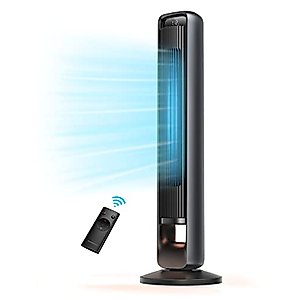 Tower Fan, 42”90° Oscillating Fan, DC Motor with 28dB, 12 Speeds, 4 Modes, Night Light, 12H Timer, LED Display, Quiet Cooling Bladeless Fan with Remote for Bedroom Living Room Office, Black,